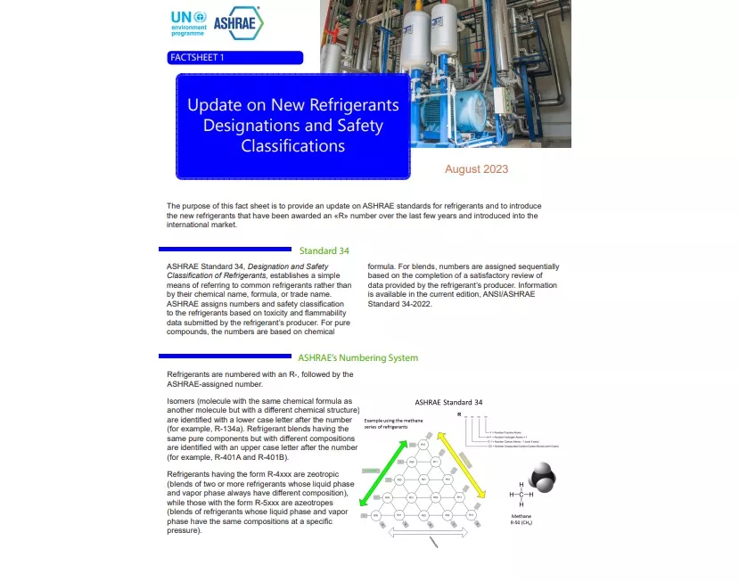 Update on New Refrigerants Designations and Safety Classifications